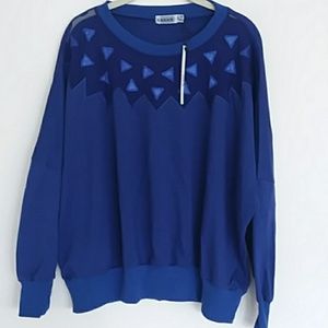 Rehab | Tops | Retro Royal Blue Triangle Patches On Mesh | Poshmark